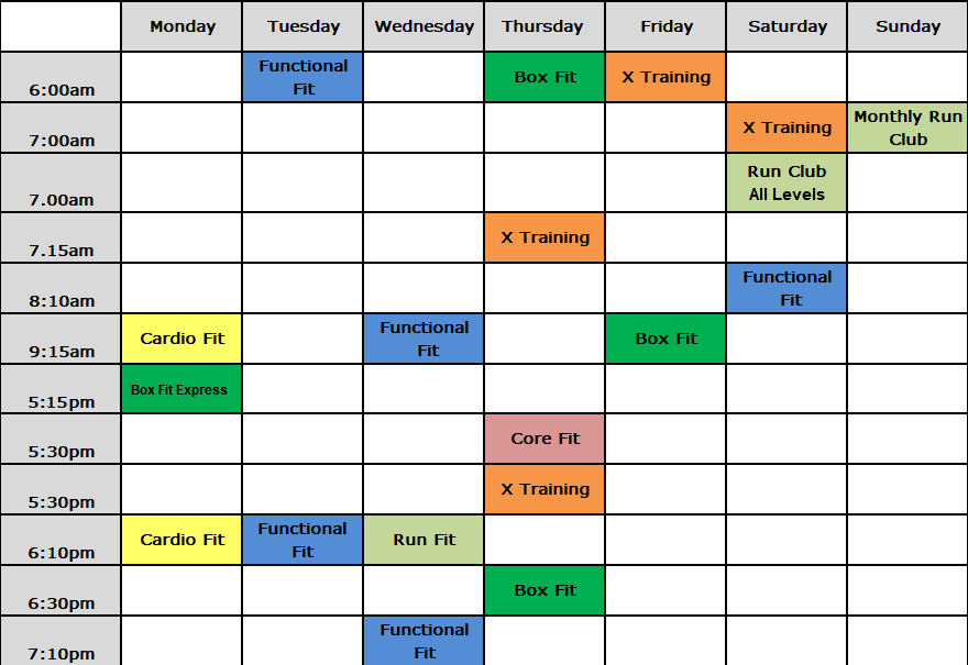Timetable – ACCELER8 Fitness